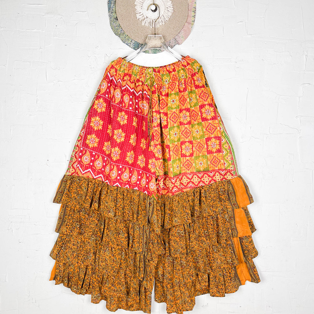 Bottom silk frills pants Red Orange – Love Protect Sustain