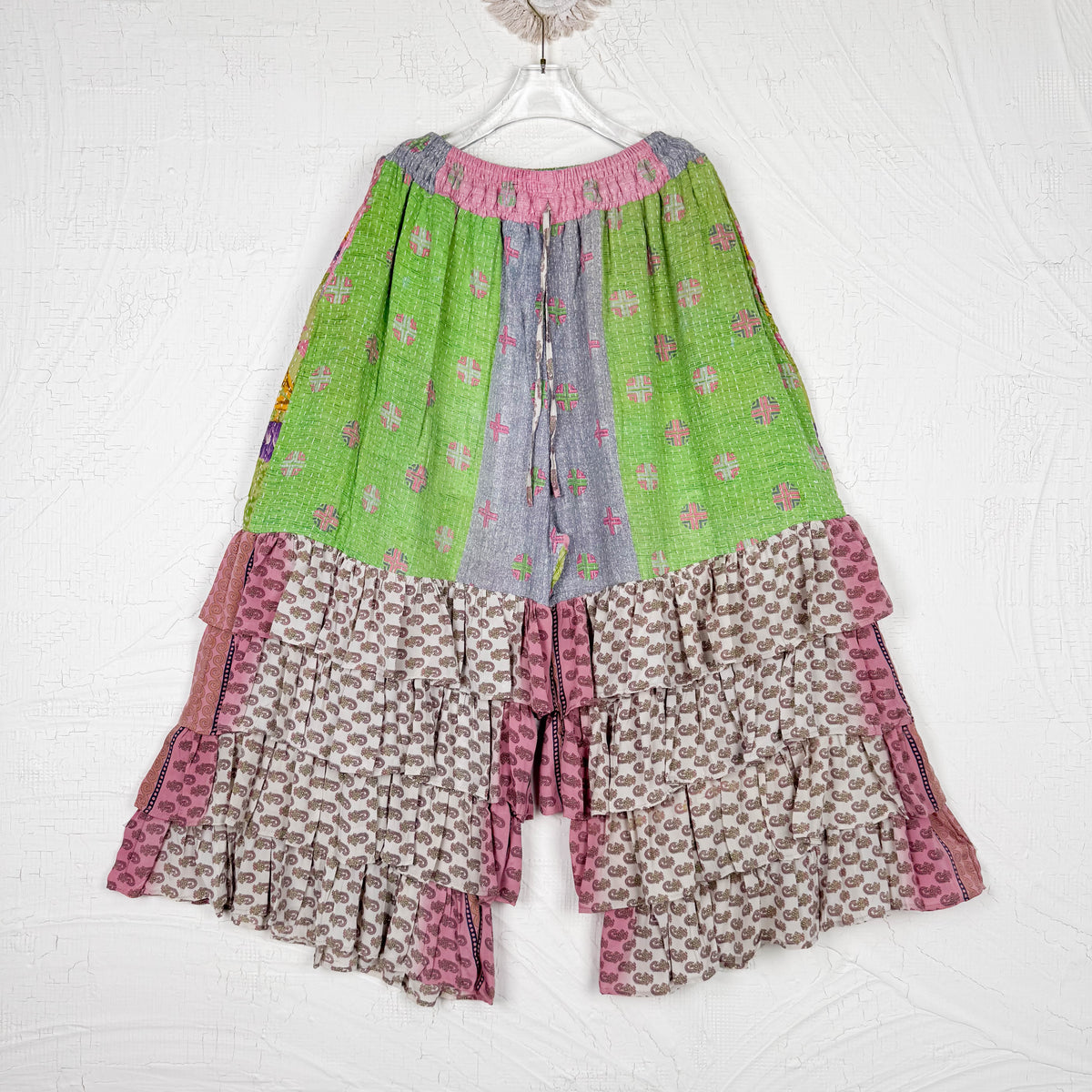 Bottom silk frills pants Green Floral – Love Protect Sustain